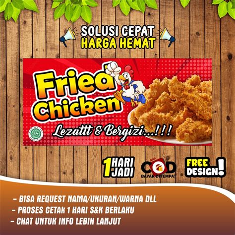 Jual Spanduk Banner Backdrop Fried Chicken 1 Hari Jadi Ukuran 130 X 60