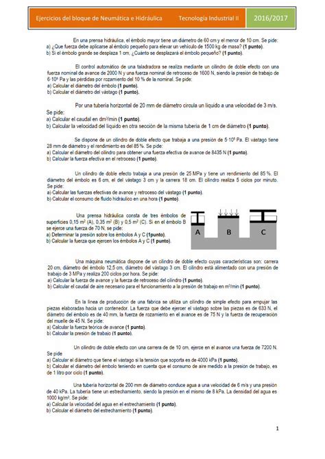 PDF Ejercicios del bloque de Neumática e Hidráulica Tecnología