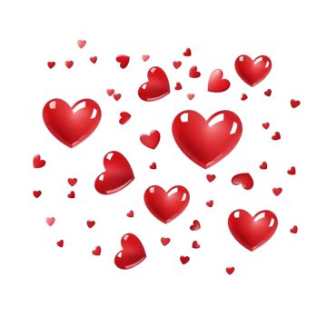 Realista Día De San Valentín Romántico 3d Corazones Rojos Y Confeti PNG