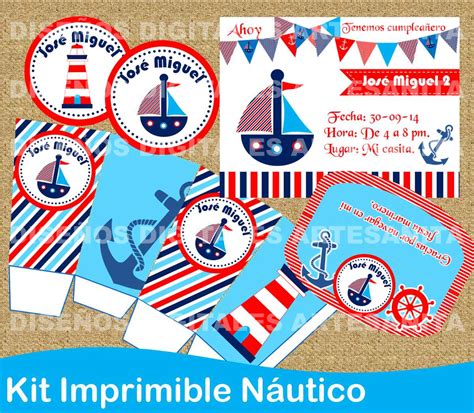 Kit Imprimible Náutico Marinero Barquito Personalizado Bs 150 000