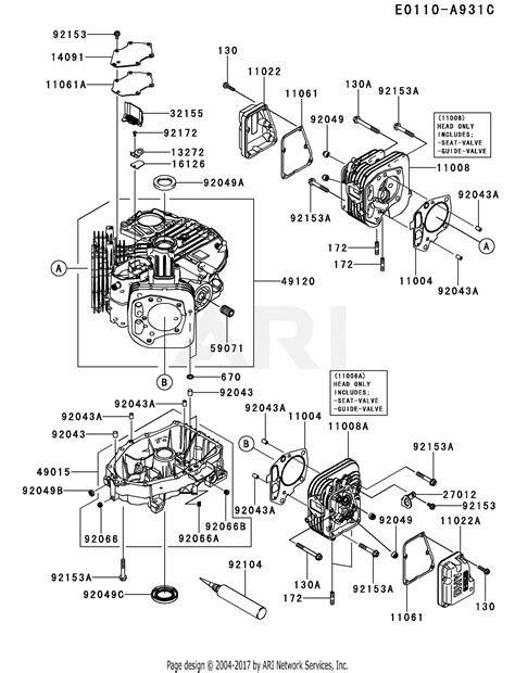 Kawasaki FS600V AS34 4 Stroke Engine FS600V Parts Diagram For CYLINDER