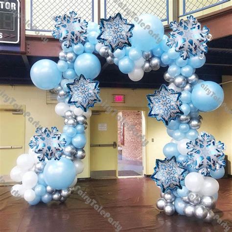 Ice Snow Theme Party Balloon Arch Garland Kit Snowflake Aluminum Foil