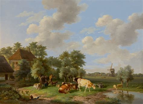 Frans Lebret Paintings For Sale Milking Time On The Farm