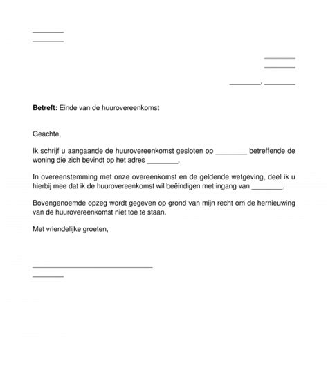Voorbeeldbrief Huur Opzeggen Als Huurder