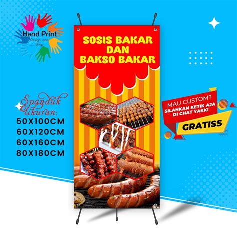 Jual Cetak Spanduk Banner Jualan Sosis Bakar Dan Baso Bakar Merah MMT