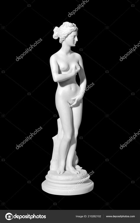 Clásica Estatua Mármol Blanco Una Mujer Desnuda Sobre Fondo Negro