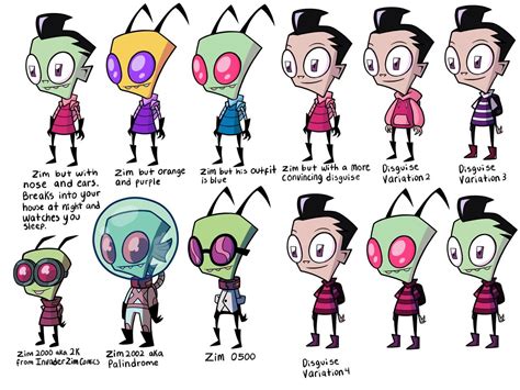 Invader zim disguises en 2023 Invasor zim Dibujos Diseño de personajes