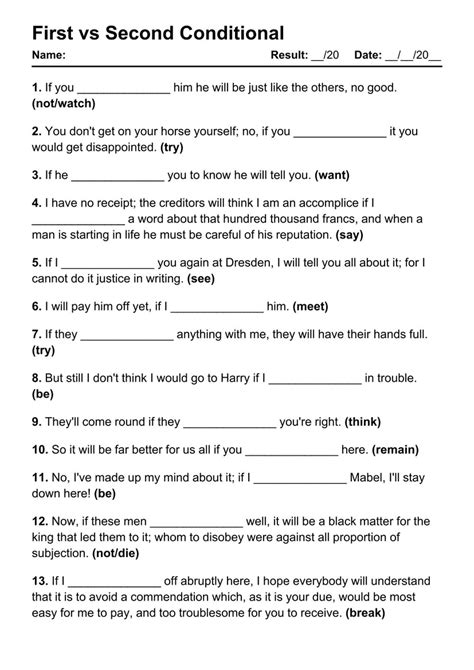 101 Printable First Vs Second Conditional PDF Worksheets Grammarism