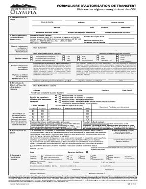 Fillable Online FORMULAIRE D AUTORISATION DE TRANSFERT Fax Email Print