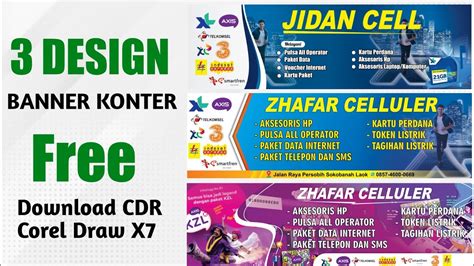 3 DESIGN SPANDUK KONTER PULSA Free Dowload CDR YouTube