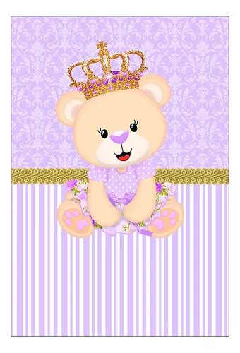 Painel De Festa Vertical 1 50x2 20 Ursa Cute Lilás 40 Cor Colorido