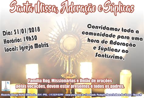 Santa Missa Adora O E S Plicas Par Quia Nossa Senhora Das Gra As