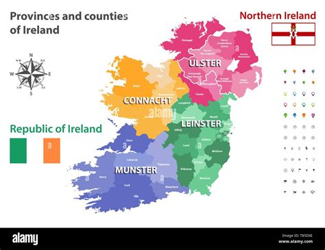Provinces And Counties Of Ireland Vector Map Stock Vector Image Art