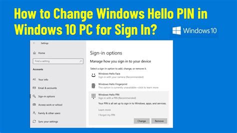 How To Change Windows Hello PIN In Windows 10 PC For Sign In YouTube