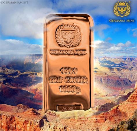 COPPER CAST BARS 1 KG 1000g Germania Mint Gold Silver Canada