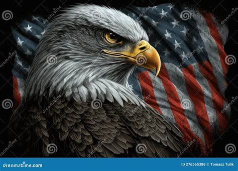 Honor American Bald Eagle With Flag American Patriotic Symbols Stock