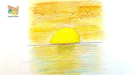 Comment Dessiner Un Coucher De Soleil Sur La Mer Au Crayon De Couleur