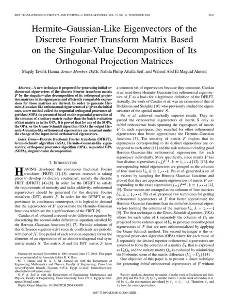 pdf hermite gaussian like eigenvectors of the discrete fourier transform matrix based on the