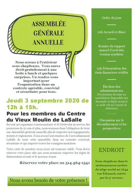 Le Centre du Vieux Moulin de LaSalle Invitation Assemblée générale
