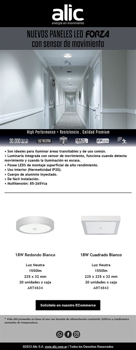 Nuevos Paneles LED FORZA Con Sensor De Movimiento Alic SA