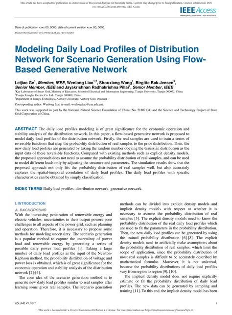 pdf modeling daily load profiles of distribution network for scenario generation using flow