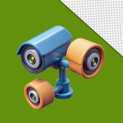 Vigilância doméstica cctv câmera ícone isolado renderização 3d PSD