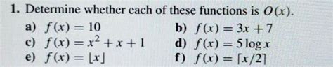 1 determine whether each of these functions is o x a f x 10 b f kx 3x 7 c f x