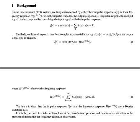 solved 1 background linear time invariant lti systems are