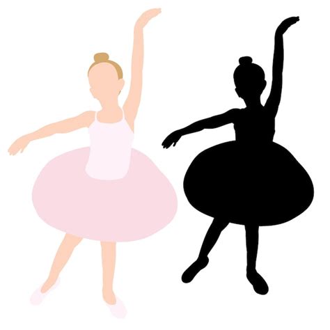 Silueta aislada de una niña bailarina ballet Vector Premium