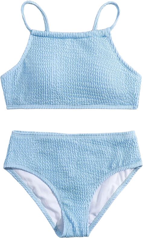 Amazon Milumia Girl S 2 Piece Swimsuit Solid Sport High Waist