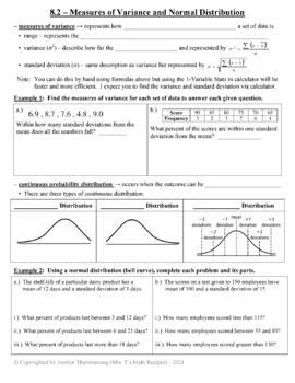 Nc Math Section Notes Variance And Normal Distribution
