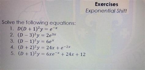 solved exercises exponential shift solve the following