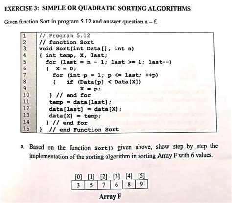 solved exercise 3 simple or quadratic sorting algorithms