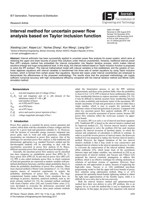 pdf interval method for uncertain power flow analysis based on taylor inclusion function