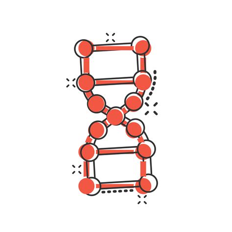 Dna Molecule Icon In Comic Style Atom Cartoon Vector Illustration On