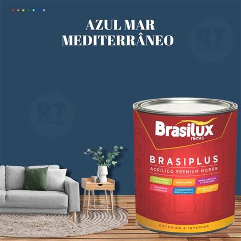 Tinta Semi Brilho Cor Azul Petróleo 800ml Brasiplus Acrílica Lavável