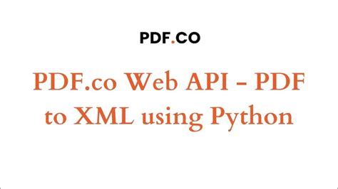 web api pdf to xml using python youtube