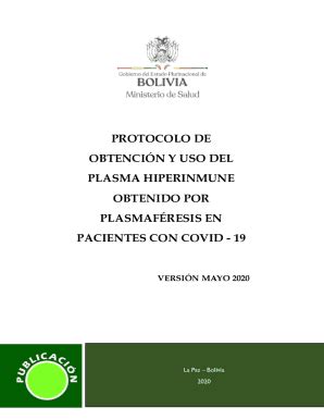 Completable En línea Protocolo para la administracin de plasma