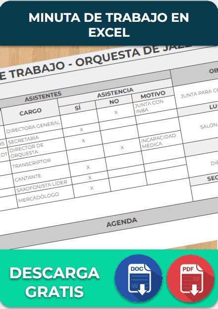 Minuta De Trabajo En Excel Ejemplos Formatos Word Excel