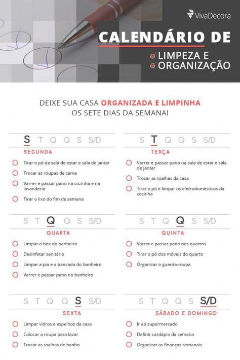 Minha Planilha De Rotina De Limpeza Semanal E Organiza O Da Casa