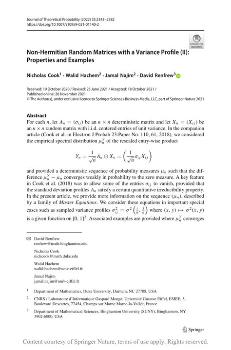 non hermitian random matrices with a variance profile ii properties and examples request pdf