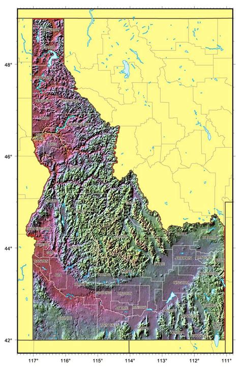 Detailed Relief Map Of Idaho State Idaho State Usa Maps Of The