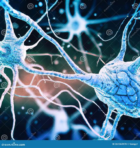 Microscopic View Of Neurons Brain Connections Synapses Stock