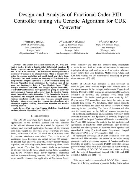pdf design and analysis of fractional order pid controller tuning via genetic algorithm for
