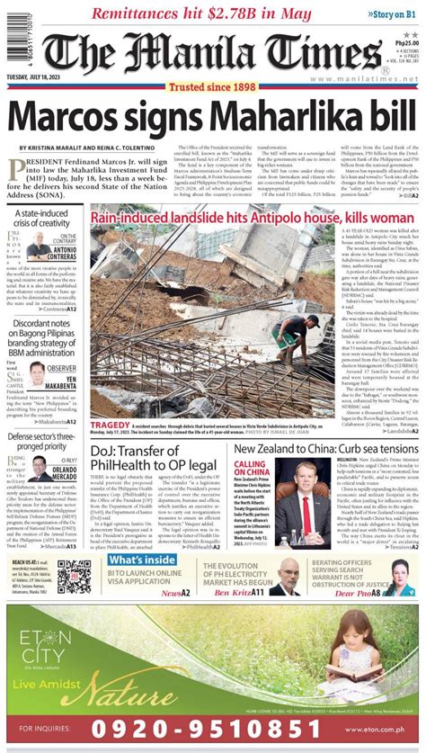 The Manila Times Front Page July 18 2023 The Manila Times