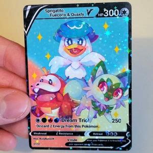 Sprigatito Fuecoco Quaxly V Holo Custom Made Pokemon Card Etsy New