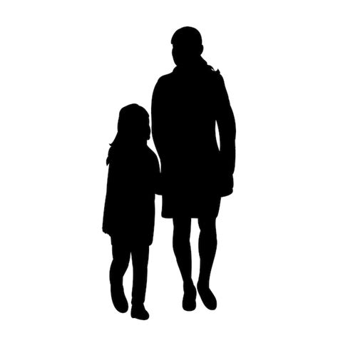 Personas de silueta con niños están caminando Vector Premium