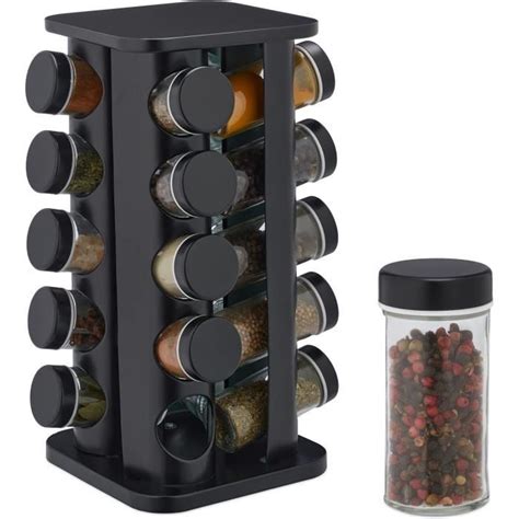 Tourniquet À Épices Avec 20 Pots En Verre Rotatif Embouts Tamiseur
