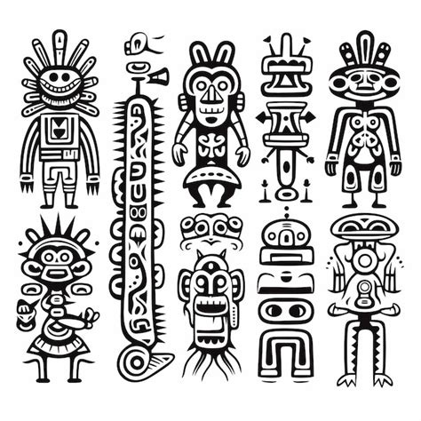 Símbolos nativos americanos azteca maya inca figurillas de las tribus