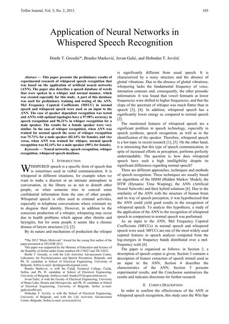 pdf application of neural networks in whispered speech recognition